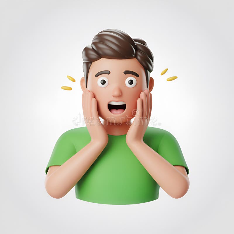 Surprised 3d Render Man with Hands on Face and Mouth Open in Shock ...