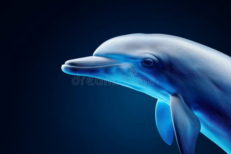 A Surprised Dolphin is Depicted with Realistic Blue Reflections of the ...