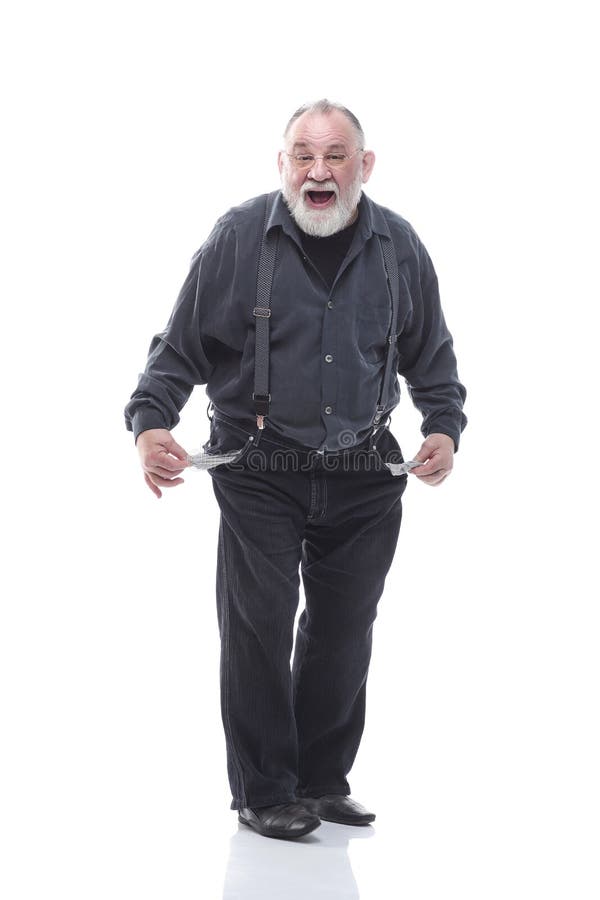 Surprised Elderly Man Showing His Empty Pockets Stock Image - Image of ...