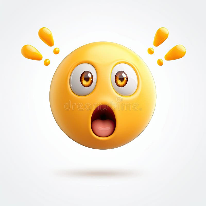 Surprised Emoji with Big Round Eyes and Open Mouth Expression Stock ...