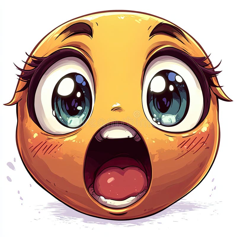 Surprised Emoji with Big Round Eyes and Open Mouth Expression Stock ...