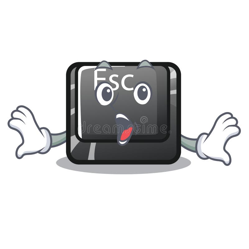 Surprised Esc Button Attached To Cartoon Keyboard Stock Vector