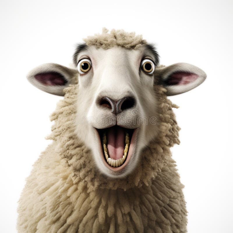 The Surprised Expression of a Sheep Stock Illustration - Illustration ...