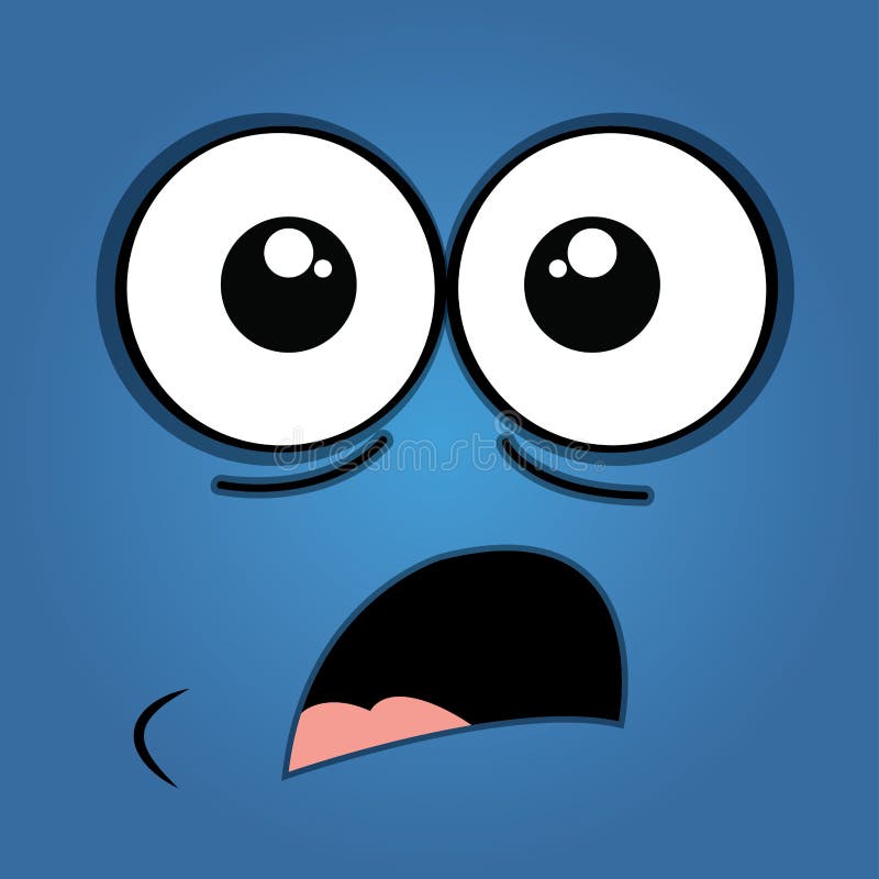 Cartoon Monster Face. Vector Halloween Blue Monster Avatar with Open ...