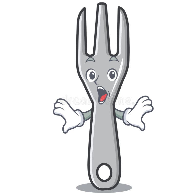 Surprised Fork Character Cartoon Style Stock Vector - Illustration of ...
