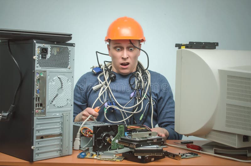 Computer Repairman. Computer Technician Engineer. Support Service ...