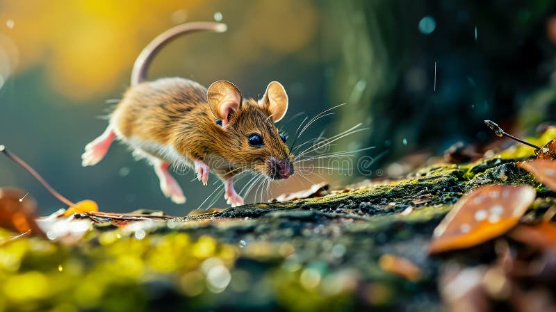 Surprised Funny Mouse Flying. Mouse Jumping Mid-air Looking at Camera ...