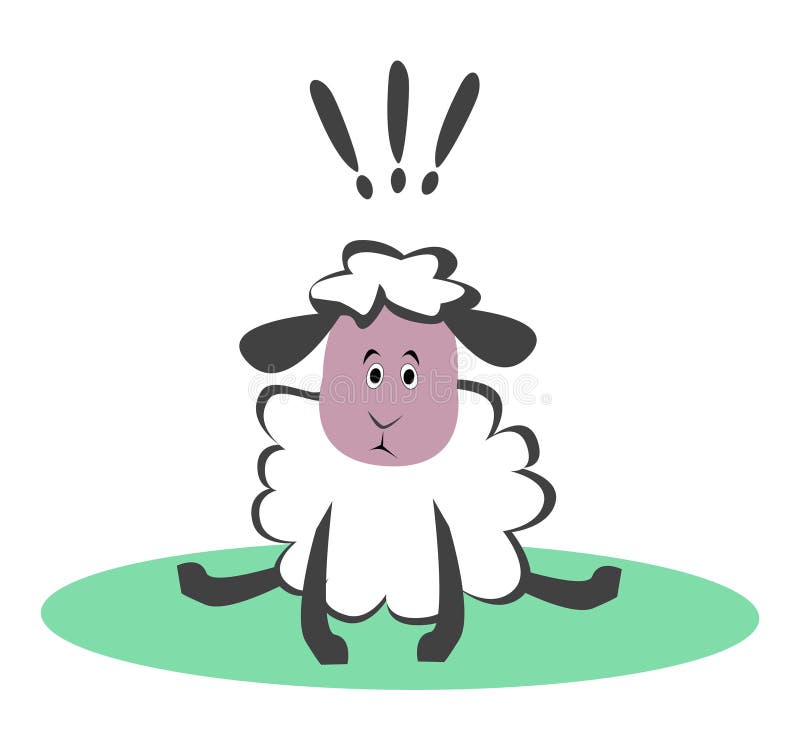 Surprised funny sheep stock illustration. Illustration of alone - 60992940