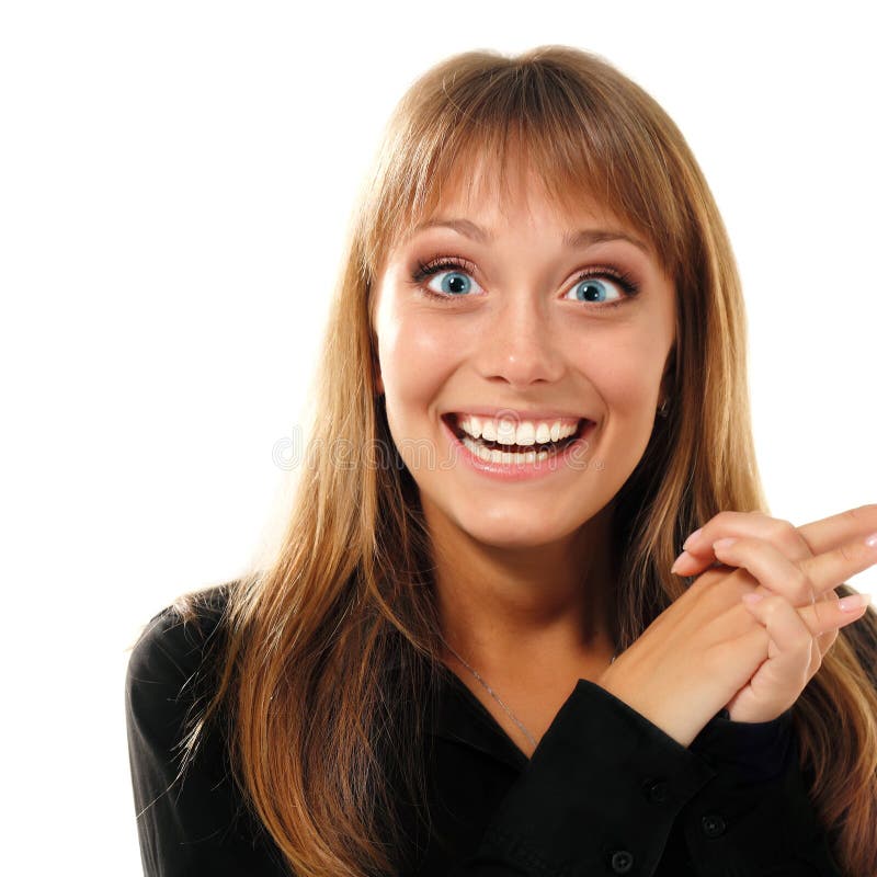 Surprised Girl Beautiful Young Smiling Stock Photo - Image of ...