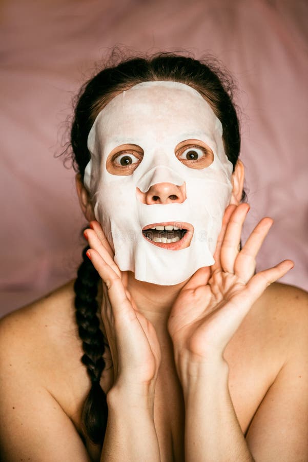 Surprised Girl in a Rejuvenating Mask Stock Image - Image of face ...