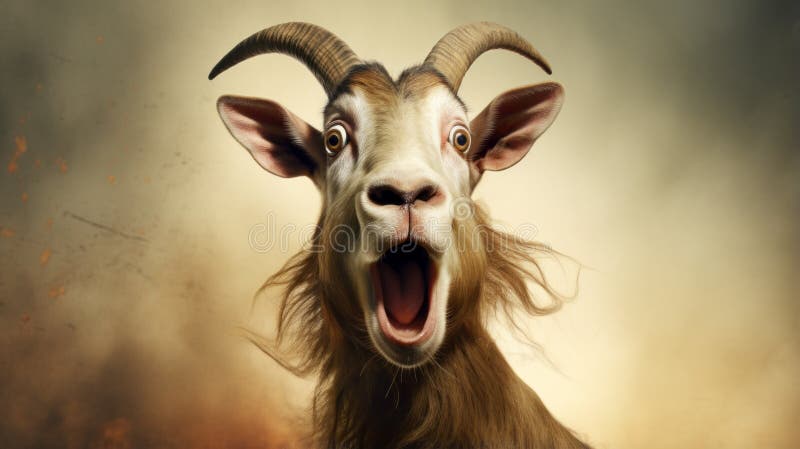 Surprised Goat with Crazy and Scary Facial Expressions Stock ...