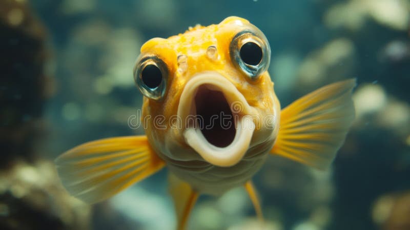 A Surprised Golden Fish with Open Mouth Stock Illustration ...