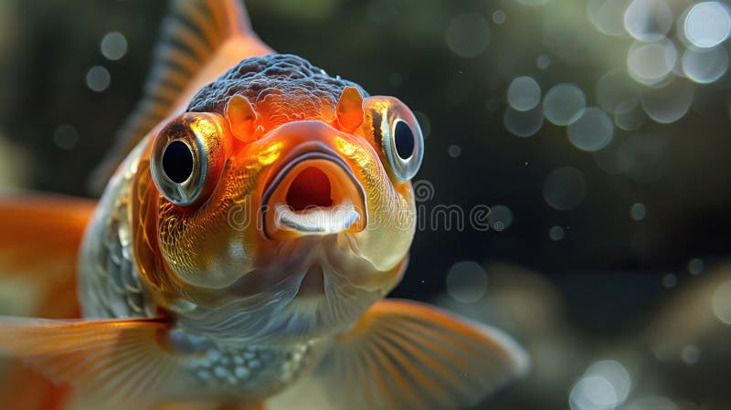 Surprised Goldfish Facing the Camera Stock Illustration - Illustration ...