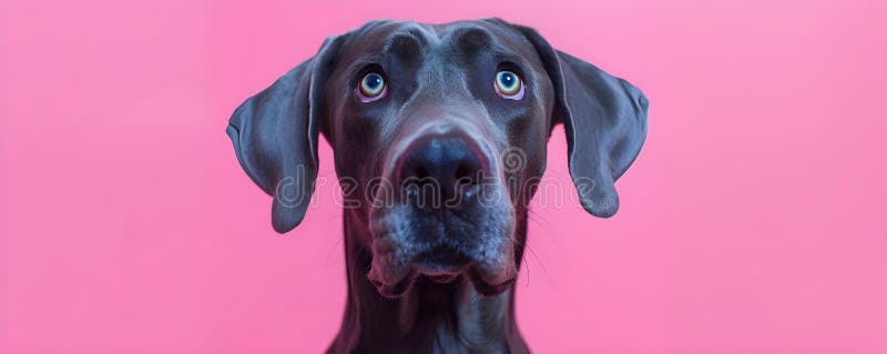 Surprised Great Dane Dog with a Curious Expression on Pink Background ...