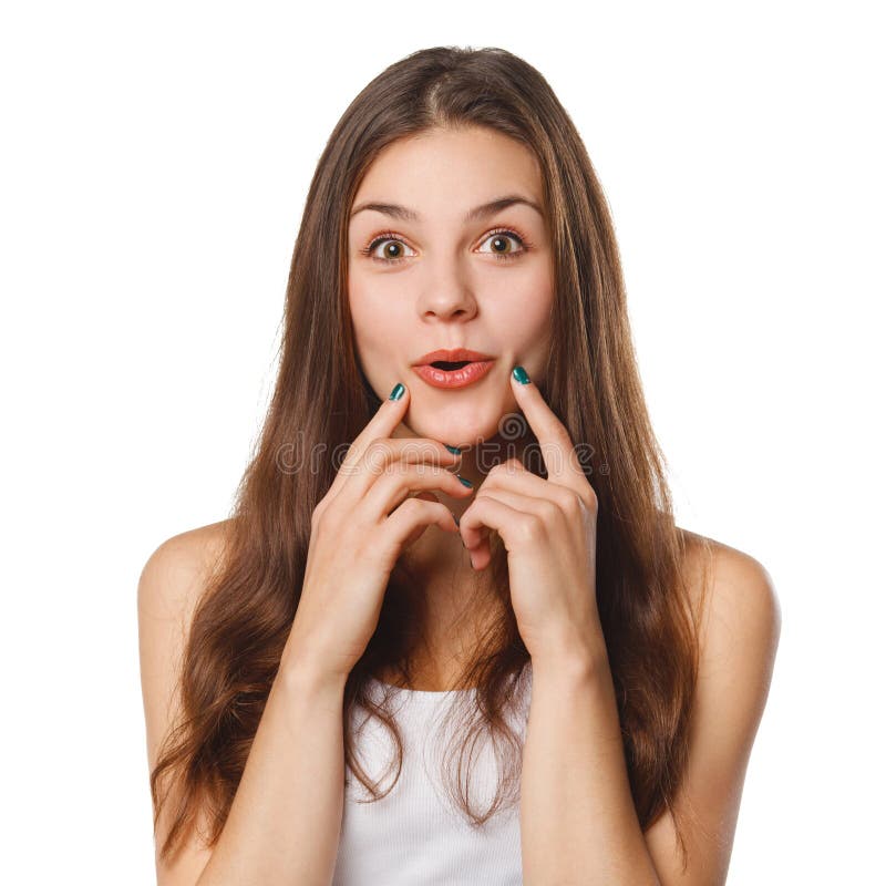 Surprised Happy Beautiful Woman In Excitement Excited Woman Isolated
