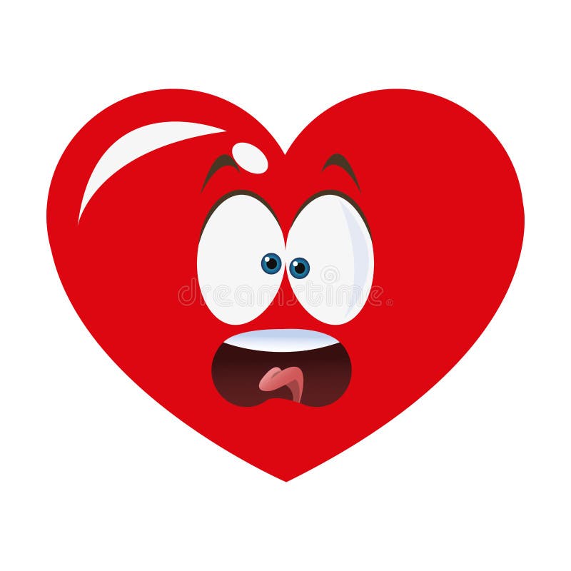 Surprised Heart Cartoon Icon Stock Illustration - Illustration of ...
