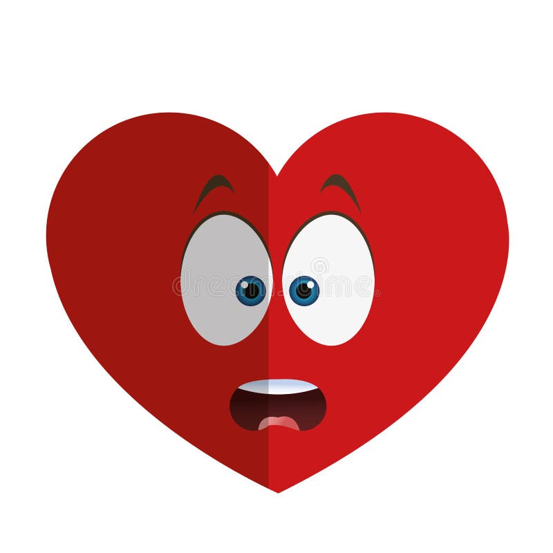 Surprised Heart Cartoon Icon Stock Illustration - Illustration of ...
