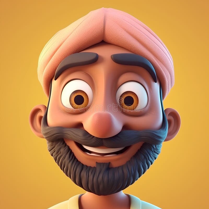 Indian Man with Mustache and Beard Wearing T-shirt Social Concept ...