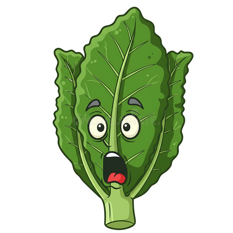 Surprised Kale Cartoon Character Isolated on White Background Stock ...