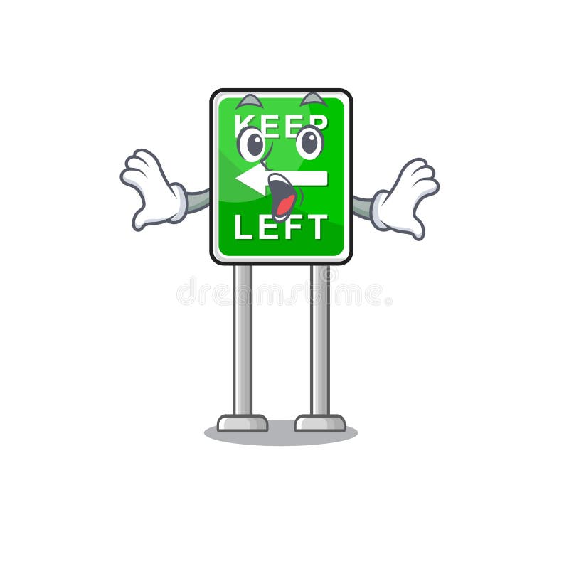 Surprised Keep Left on Side Mascot Road Stock Vector - Illustration of ...