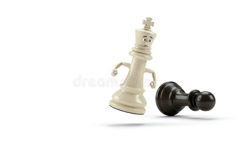 A Surprised King in Chess Knocks Over a Pawn. Space for Text. Stock ...