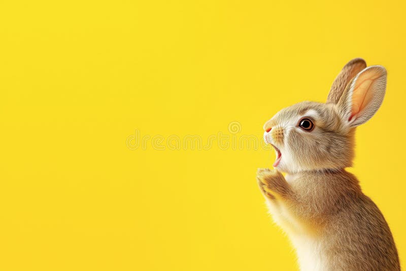 Surprised Looking Rabbit on Yellow Stock Illustration - Illustration of ...