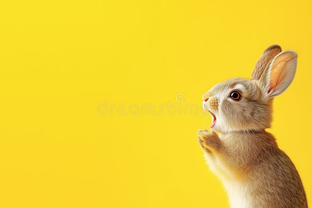 Surprised Looking Rabbit on Yellow Stock Illustration - Illustration of ...