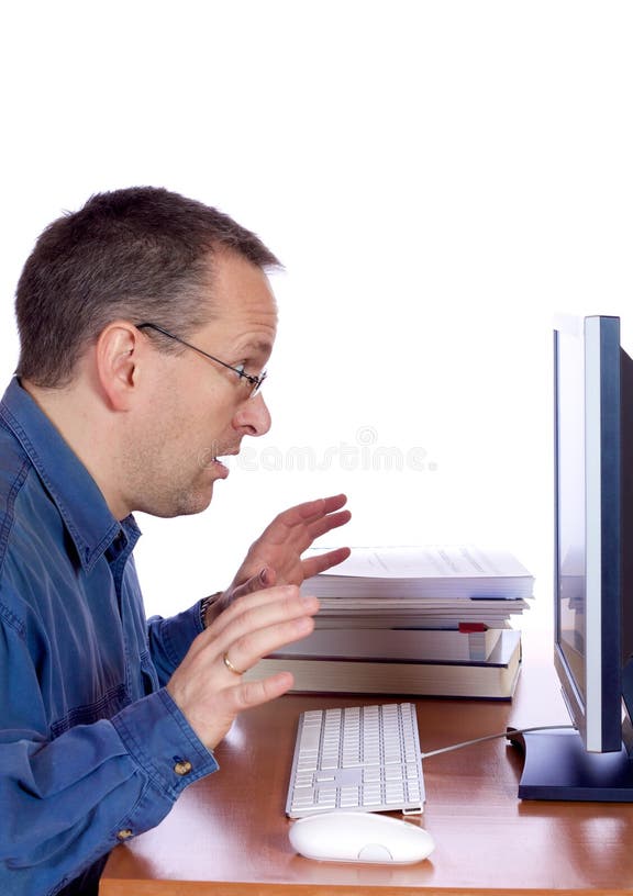 Surprised computer guy stock photo. Image of astonished - 29851050