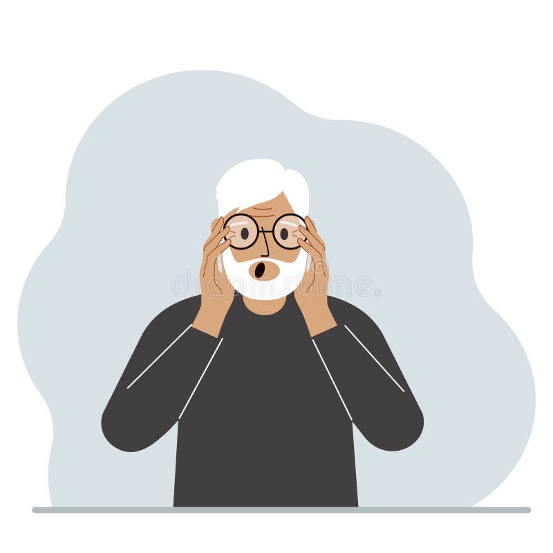 Surprised Man with Glasses. Vision Problem Concept Stock Vector ...