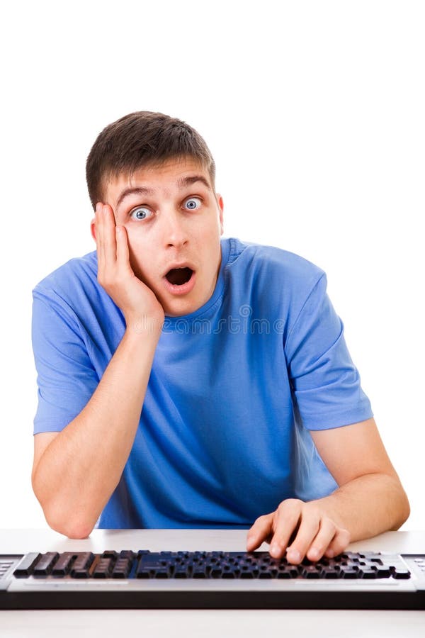 Surprised Man with Keyboard Stock Image - Image of caucasian, computer ...