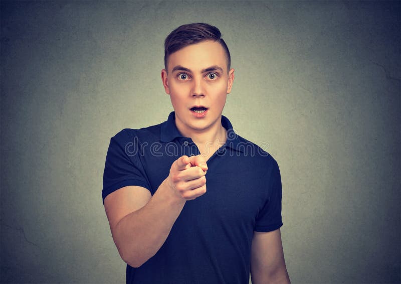 Surprised Man Pointing at Camera Stock Image - Image of face, amazed ...