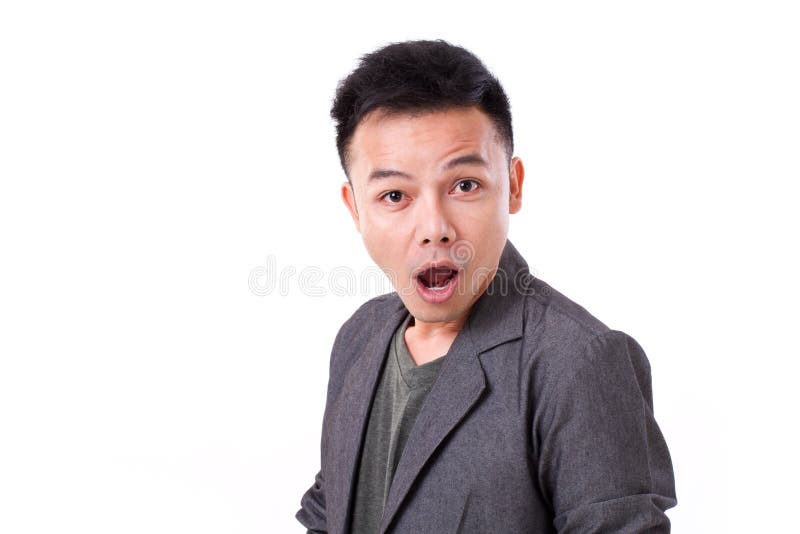 Surprised Man S Emotion Expression Stock Photo - Image of amazed, grey ...