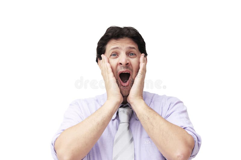 Surprised man - the scream stock photo. Image of hands - 44893028