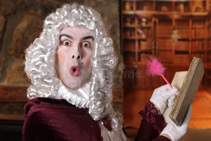 Surprised Man Taking Notes with Baroque Style Stock Image - Image of ...