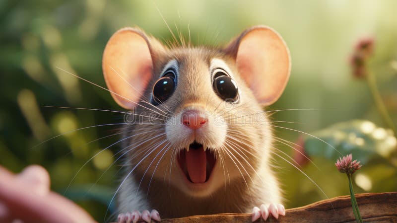 Surprised Mouse with Open Mouth - Realistic Rendering in Maya Stock ...