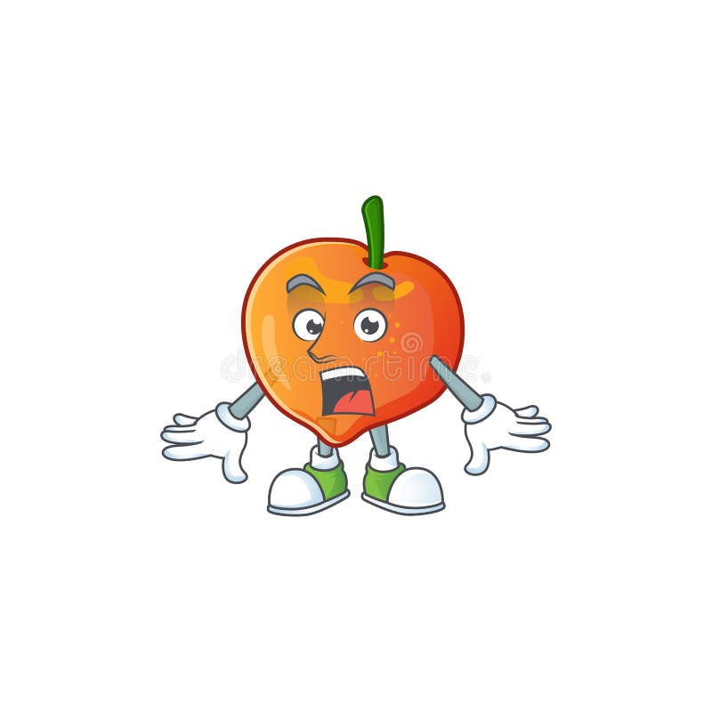 Surprised Nectarine Cartoon Character on a White Background Stock ...