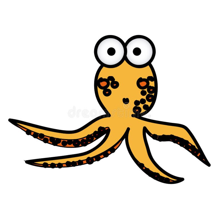 Surprised Octopus Caartoon Icon Stock Illustration - Illustration of ...