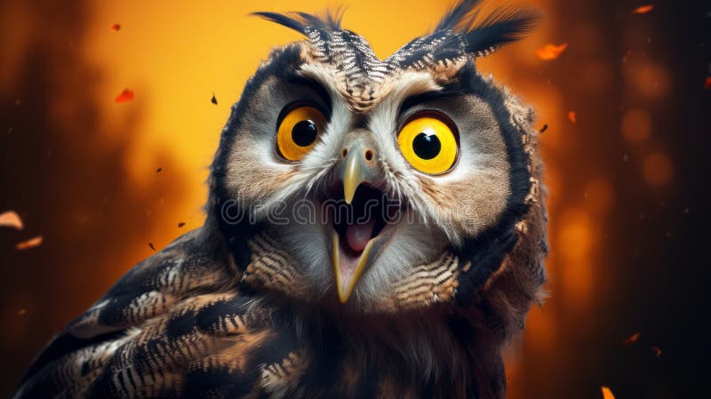The Surprised Owl: a Hyper-realistic Vray Tracing Image Full of Fire ...
