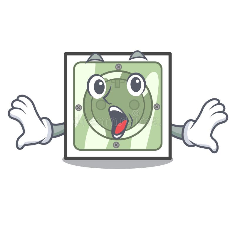 Surprised Power Socket on Wooden Cartoon Table Stock Vector ...