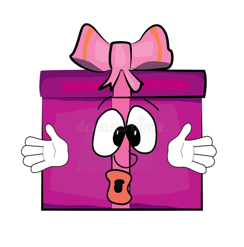 Surprised Present Box Cartoon Stock Illustration - Illustration of gift ...