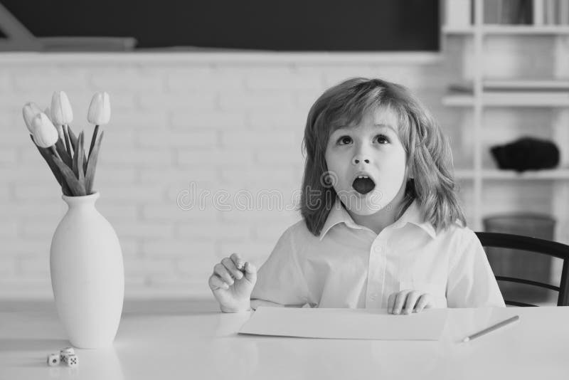 Surprised Pupil. Elementary Schoolboy Education. Portrait of Pupil of ...