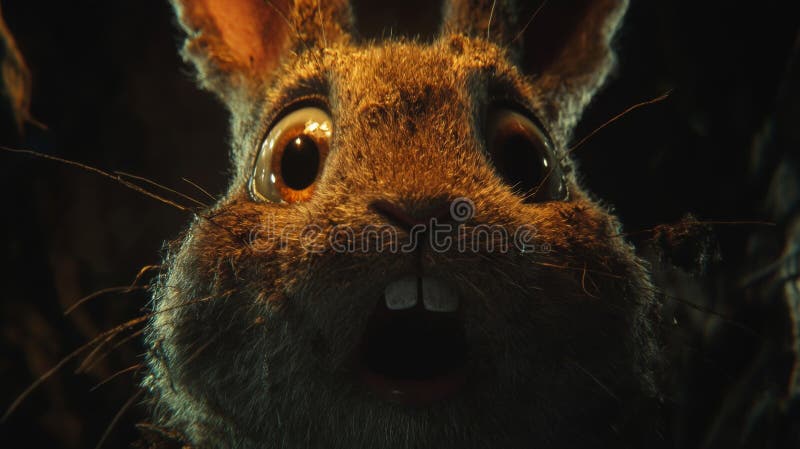 A Surprised Rabbit with Big Eyes Looks Upward Stock Illustration ...