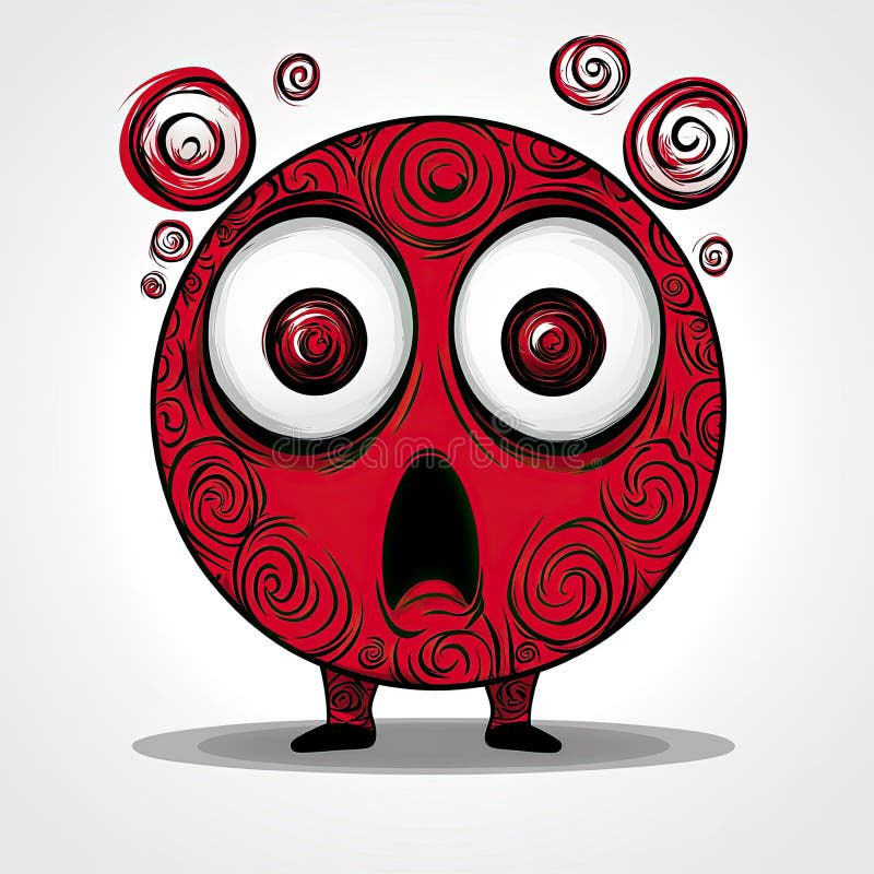 Surprised Red Emoji with Swirling Eyes and Shocked Expression Stock ...