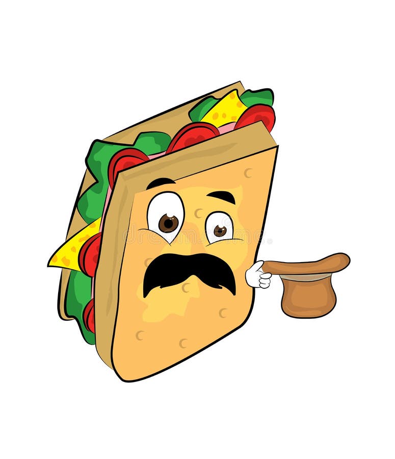 Sad sandwich cartoon stock illustration. Illustration of food - 47956807