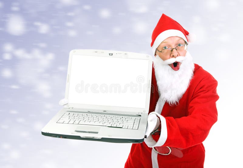 Surprised Santa Claus with Laptop Stock Photo - Image of abstract ...