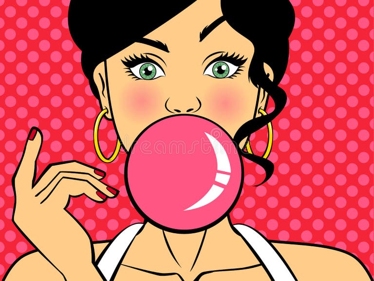 Woman Pink Bubble Gum Stock Illustrations 208 Woman Pink Bubble Gum