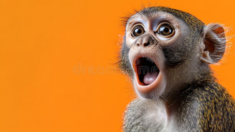 Surprised and Shocked Monkey with Open Mouth and Bulging Eyes Isolated ...