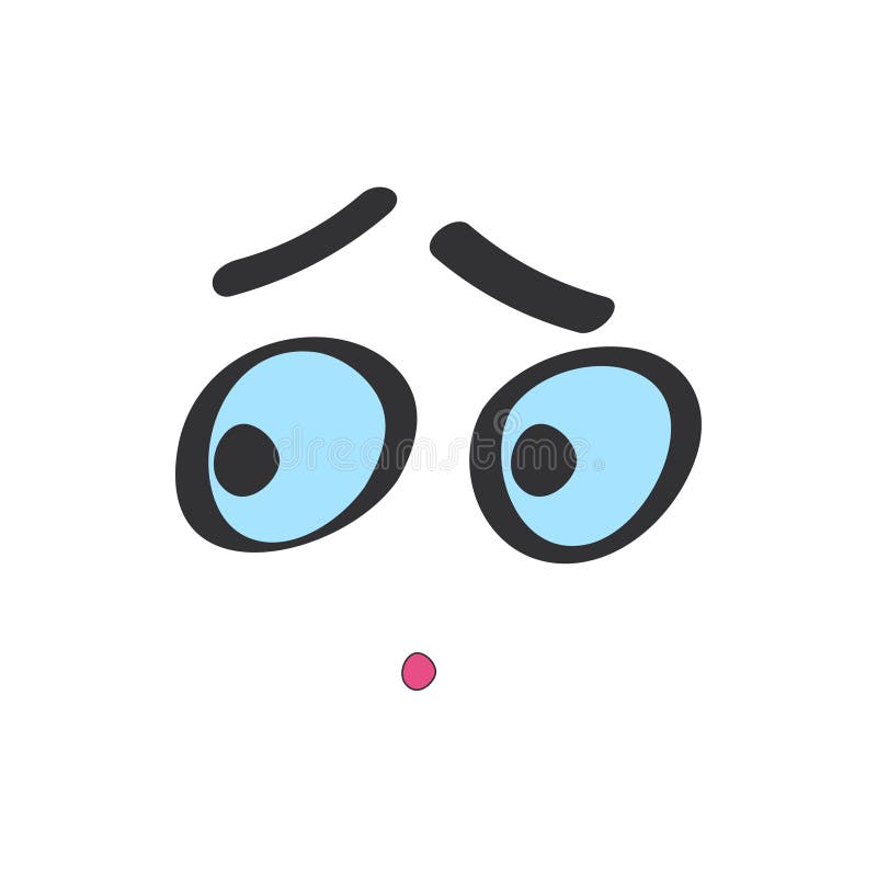 Surprised or Shy Facial Expression, Funny Character in Doodle Style ...