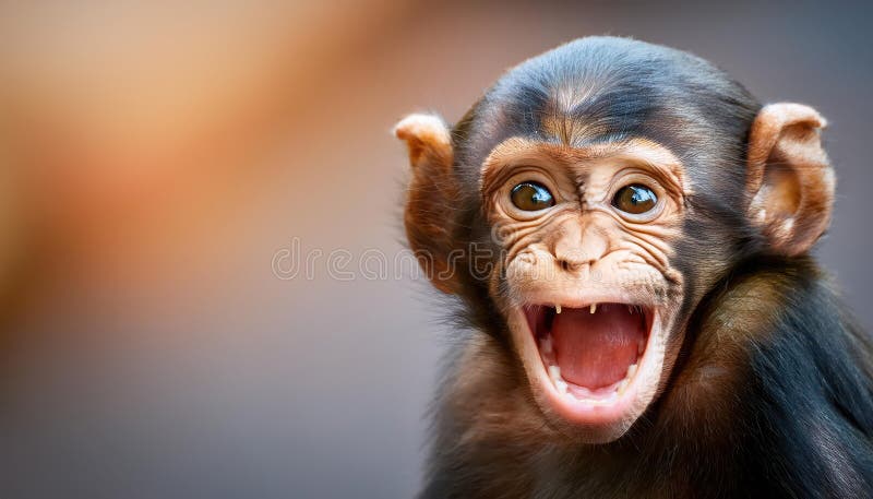Surprised Small Monkey Portrait Showing Teeth in a CloseUp Shot ...