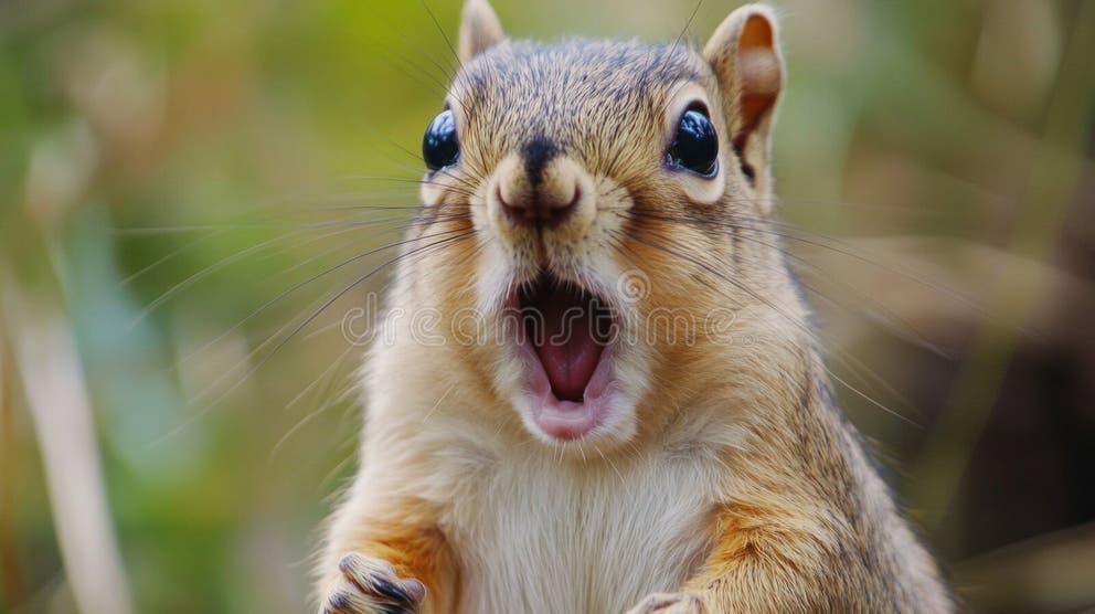 A Surprised Squirrel with Mouth Open Wide Stock Illustration - Illustration of shocked, cautious ...